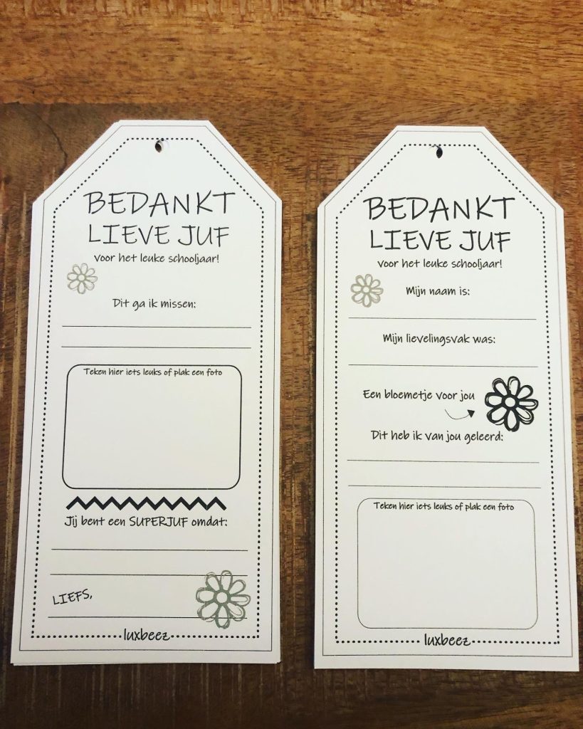 Invul kaarten Juf – Luxbeez.com